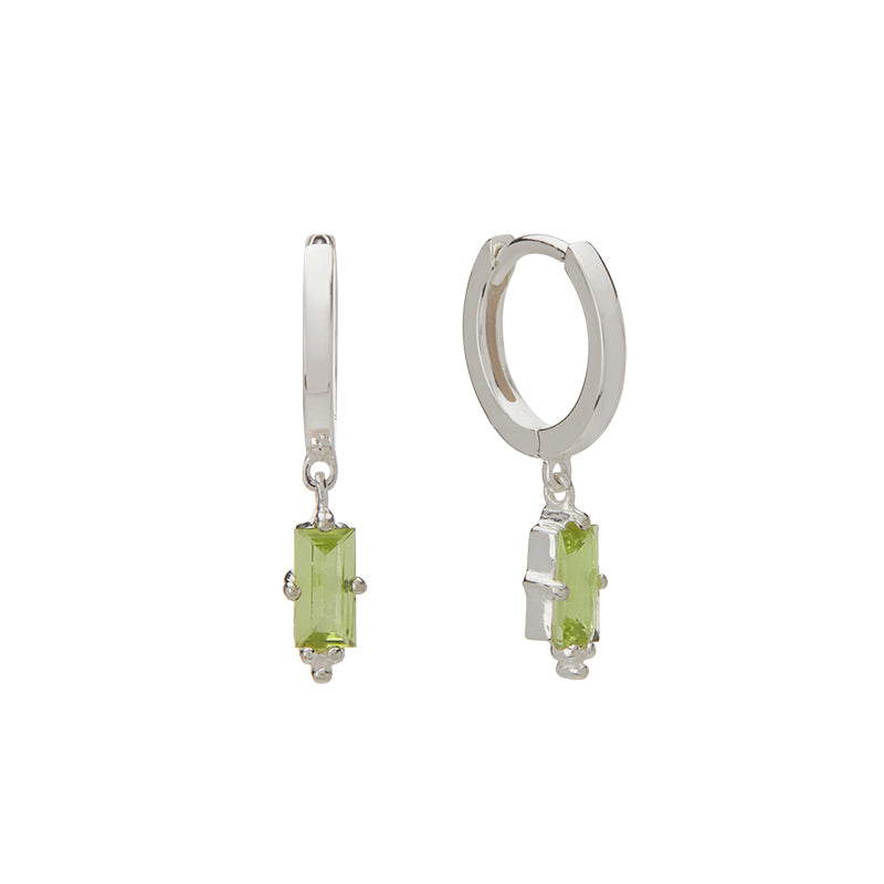 PERIDOT BAGUETTE DROP HUGGIES – SILVERSHOP