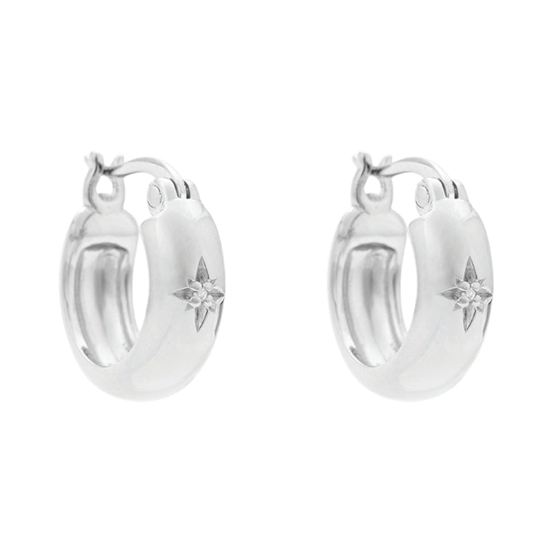 GUIDING STAR ETCHED HOOPS – SILVERSHOP