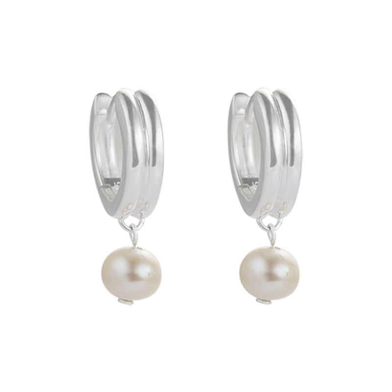SOLACE PEARL HOOPS – SILVERSHOP