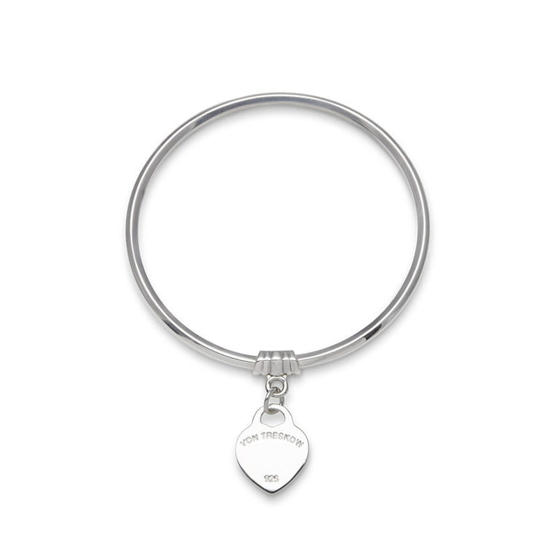 ART DECO BANGLE 3MM WITH LARGE VT HEART – SILVERSHOP