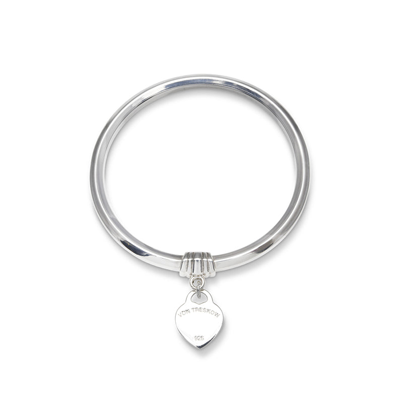 ART DECO BANGLE 5MM WITH LARGE VT HEART – SILVERSHOP