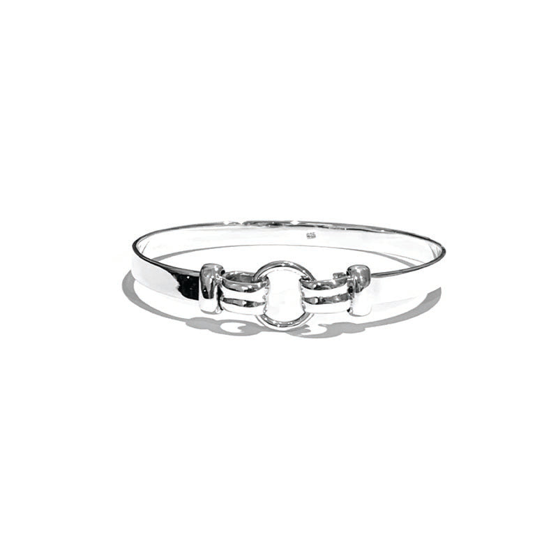 CIRCLE TOP AND RIDGED ENDS BANGLE – SILVERSHOP