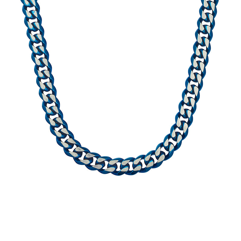 OXIDISED BLUE CUBAN LINK CHAIN NECKLACE 8MM – SILVERSHOP