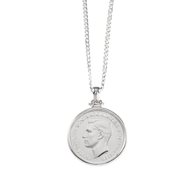 CURB NECKLACE WITH CROWN COIN – SILVERSHOP