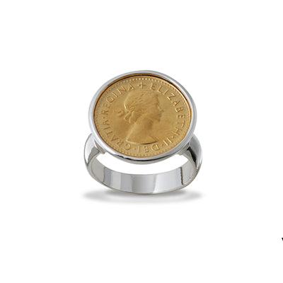 TWO TONE THREEPENCE COIN RING – SILVERSHOP
